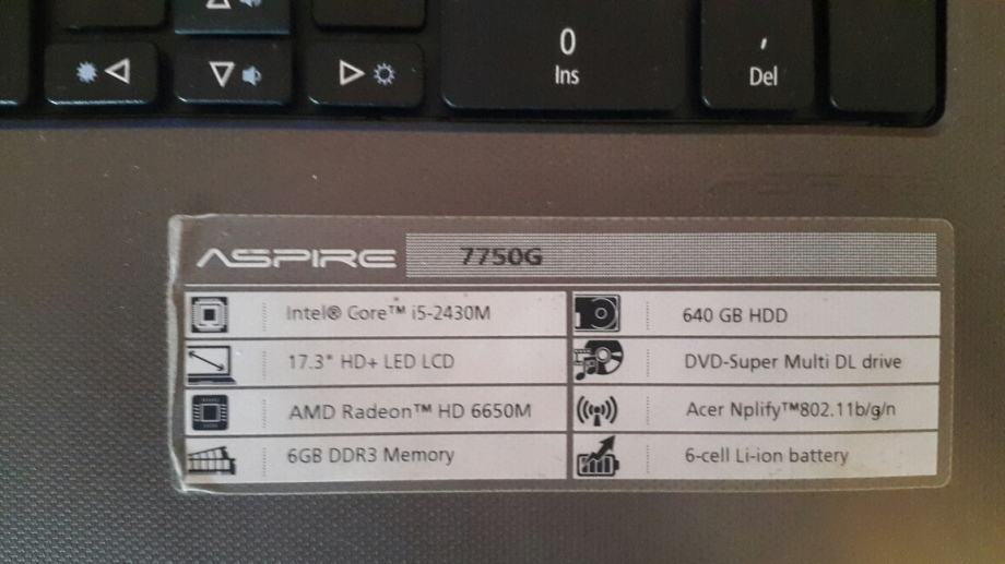 Acer 7750g 17.3 led, i5-2430m, radeon 6650m 1gb, 6gb DDR3, 640gb HDD