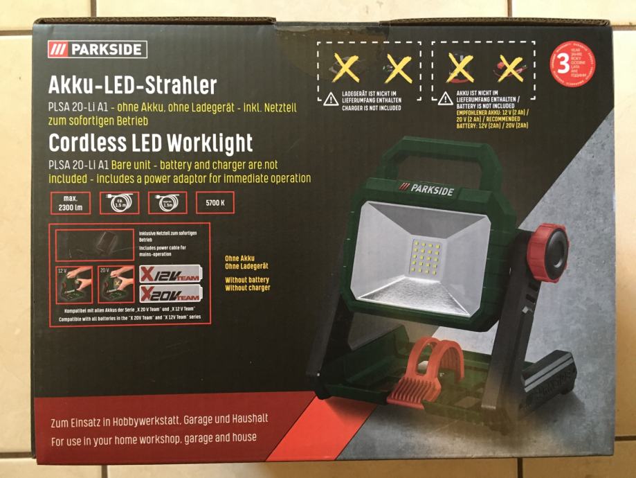 Parkside Led Aku Reflektor 20v i 12v PLSA 20-Li A1