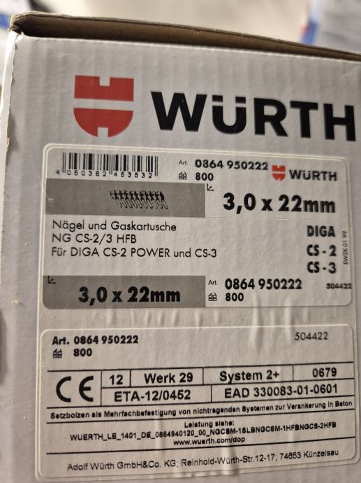 Wurth set cavala DIGA CS2 +Plin