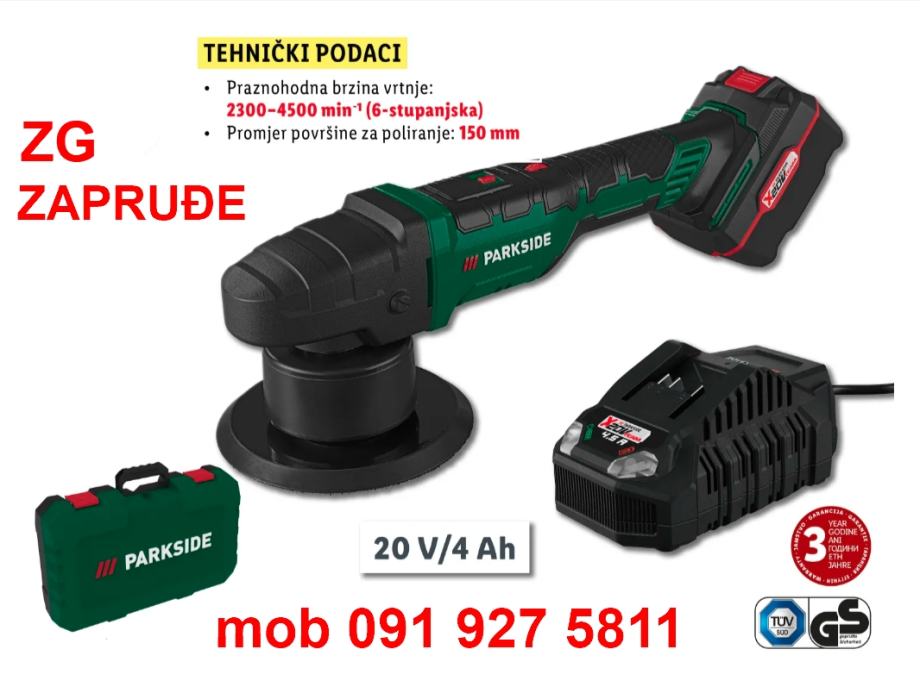 PARKSIDE 20 V aku polirka PPMA 20 V NOVO komplet s baterijom i punjač