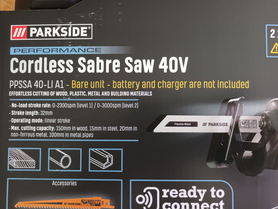 Parkside performance 40v profi sabljasta pila lastin rep