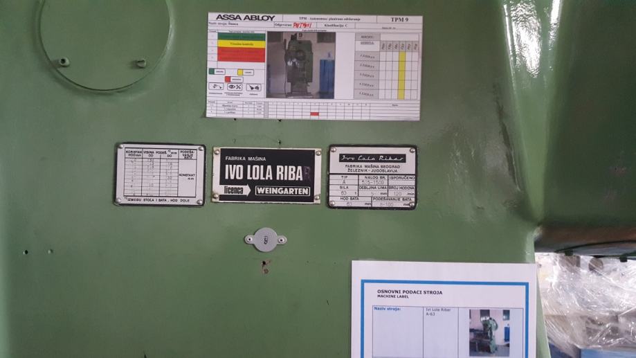 Ekscentar preša 63T Ivo Lola Ribar