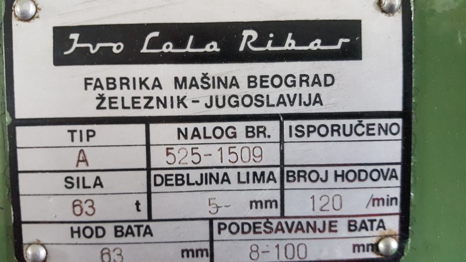 Ekscentar preša 63T Ivo Lola Ribar