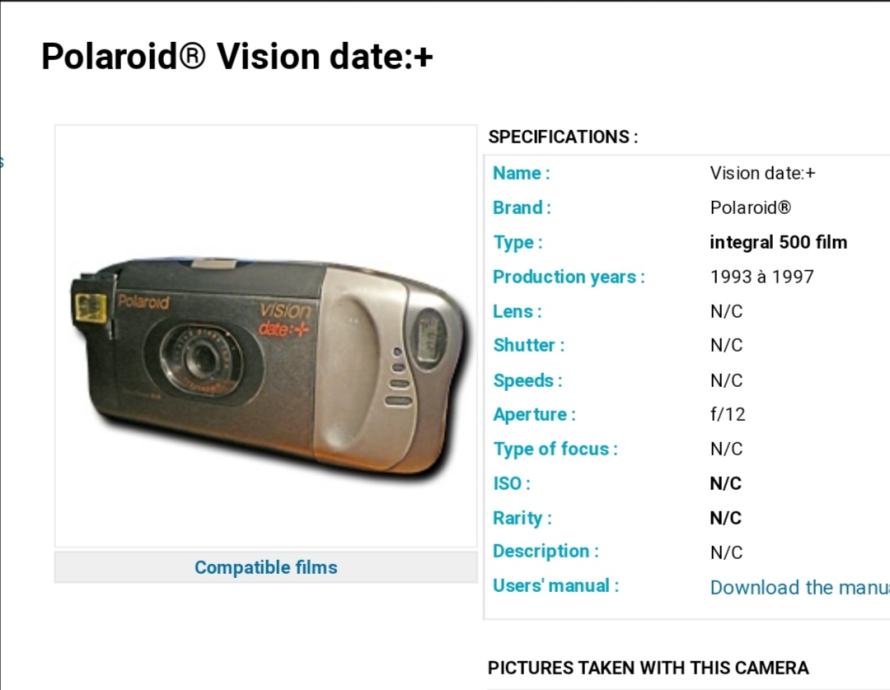 Polaroid Vision Date Plus Instant Camera