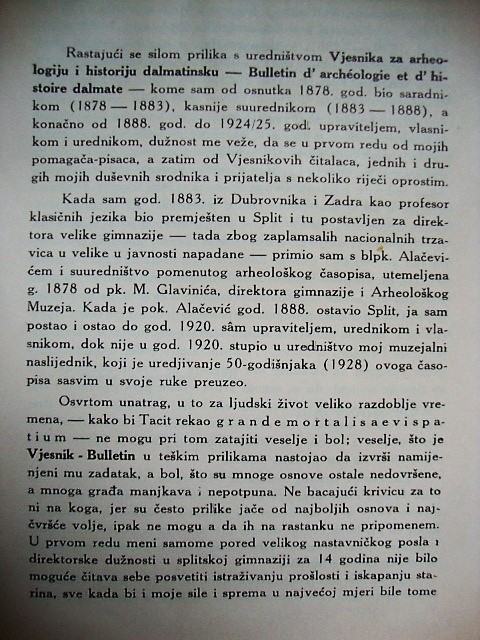DON FRANE BULIĆ - 1878.-1928. VJESNIK ZA ARHEOLOGIJU I HISTORIJU DALMA