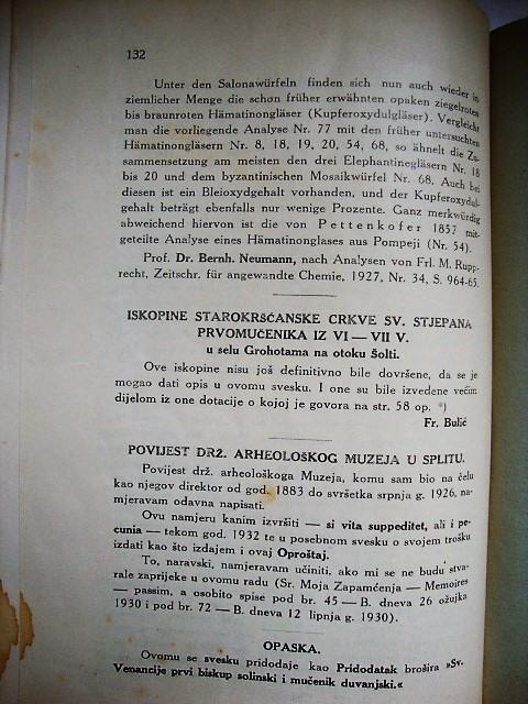 DON FRANE BULIĆ - 1878.-1928. VJESNIK ZA ARHEOLOGIJU I HISTORIJU DALMA