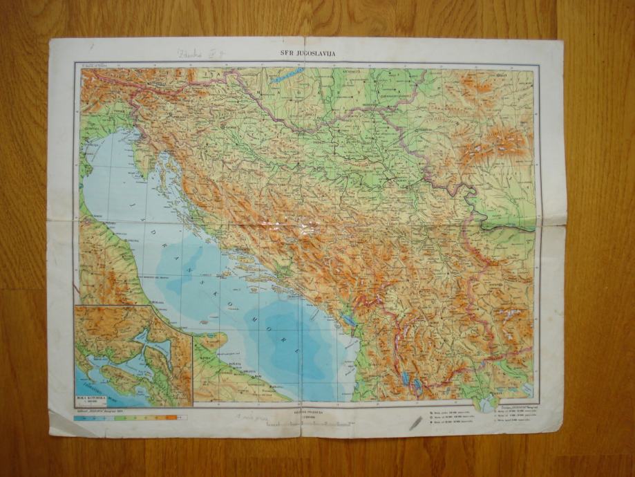 Karta SFR Jugoslavije i Slavonija i Baranja iz 1967/1968/1969. godine