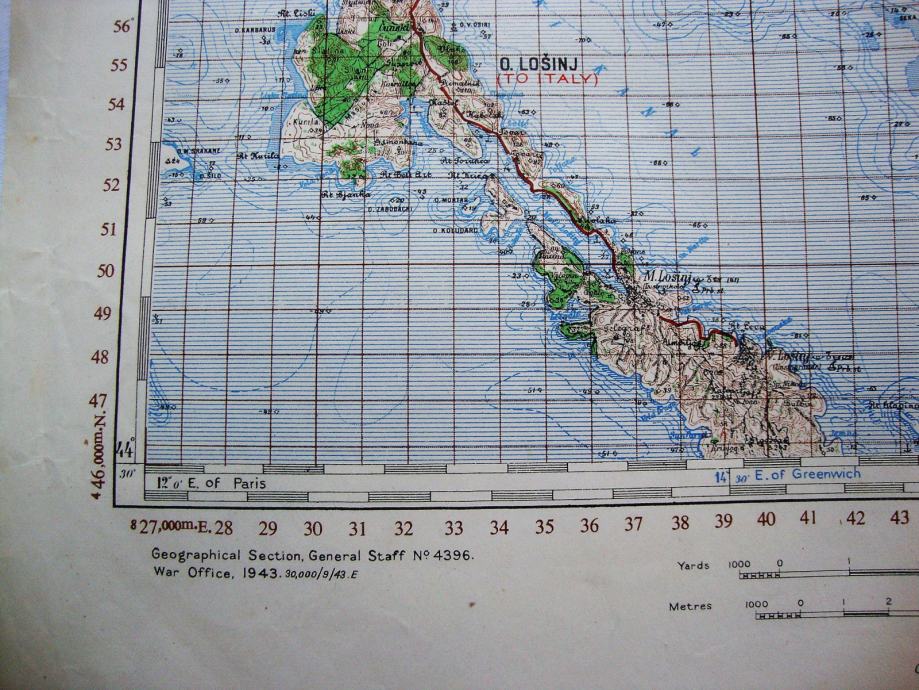 RAB STARA KARTA - 1934-1943.FIRST EDITION