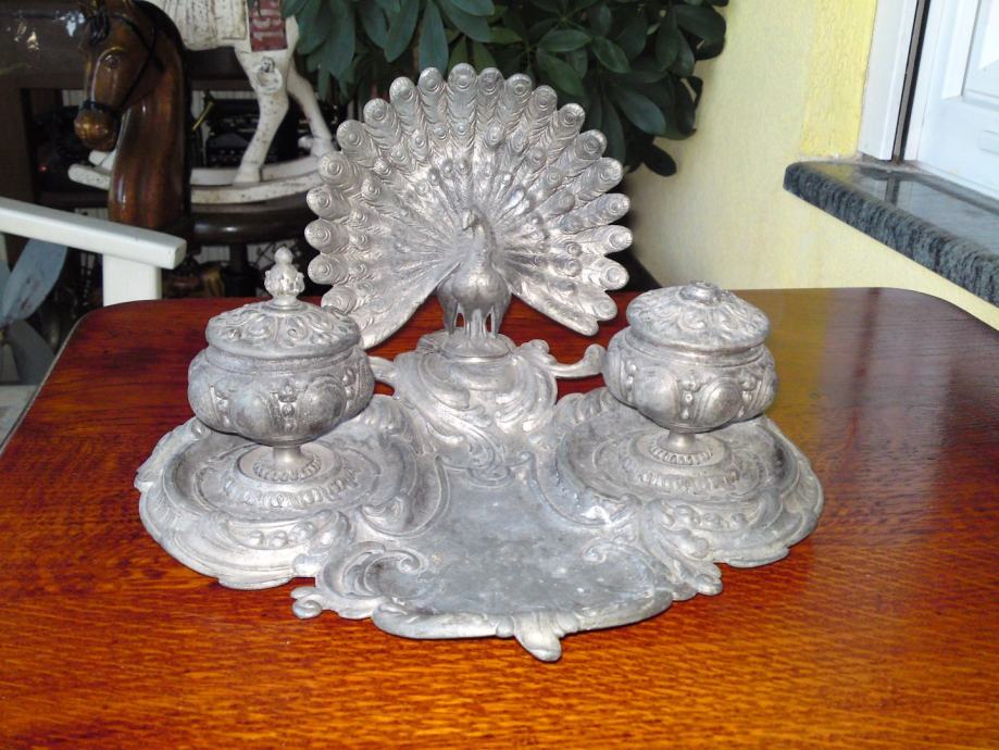 SECESIJSKA TINTARNICA PAUN - OD LEGURE BAKRA - 30,0 x 23,0 CM