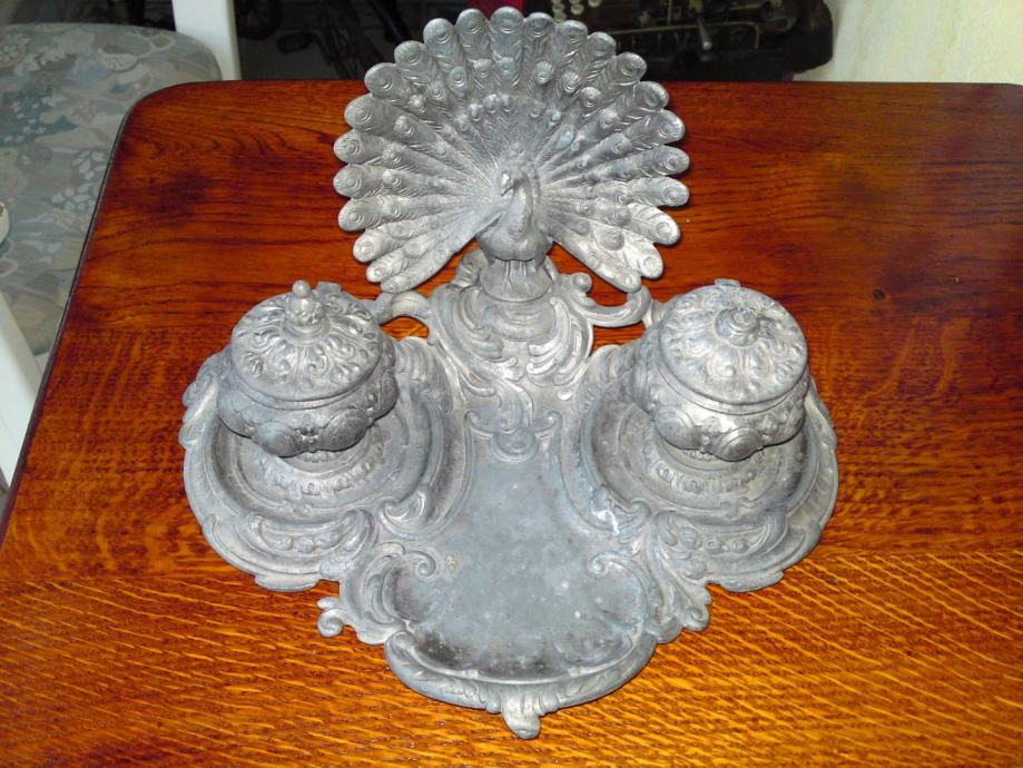 SECESIJSKA TINTARNICA PAUN - OD LEGURE BAKRA - 30,0 x 23,0 CM