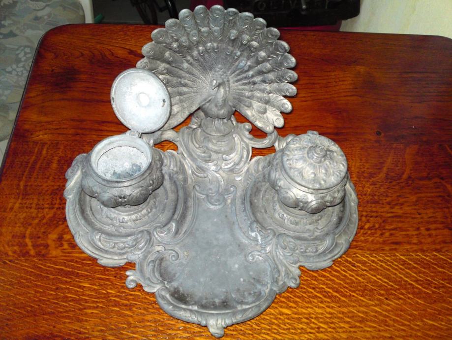 SECESIJSKA TINTARNICA PAUN - OD LEGURE BAKRA - 30,0 x 23,0 CM