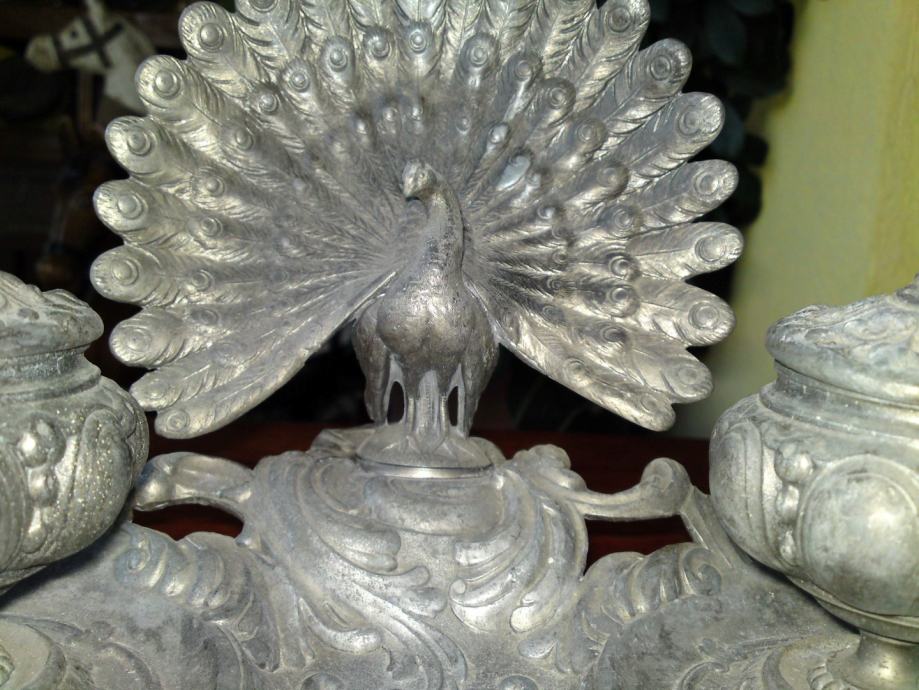 SECESIJSKA TINTARNICA PAUN - OD LEGURE BAKRA - 30,0 x 23,0 CM