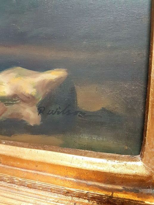 Veliko ulje na platnu, potpisano