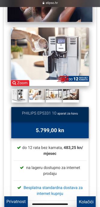PHILIPS EP5331 aparat za kavu sa keramickim mlincem (ispravan)