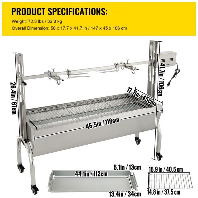 Razanj gril Inox pecara pekac 126cm razanj