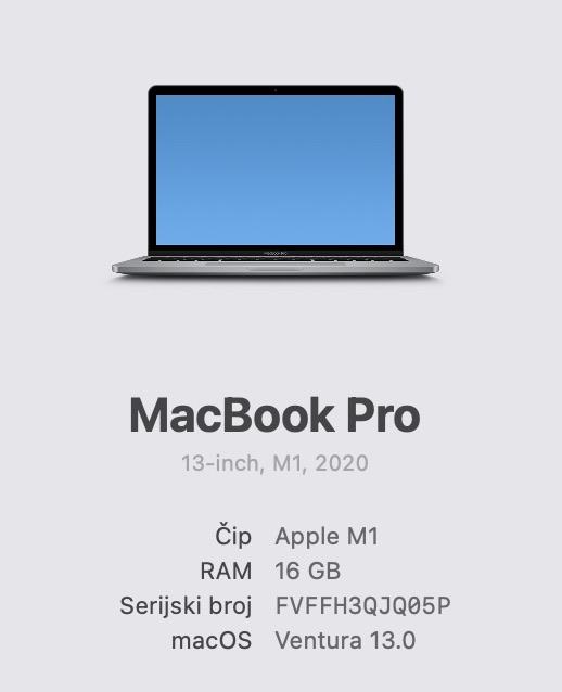 MacBook PRO 13 2020 M1 / Touch bar / 16GB RAM / 512GB SSD