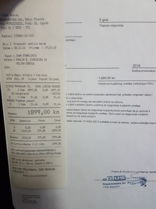 Asus laptop L502S bijeli
