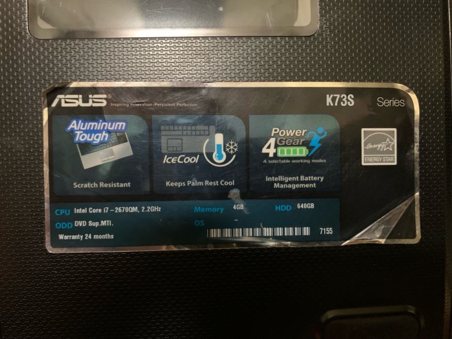 Laptop ASUS 17” model K73S