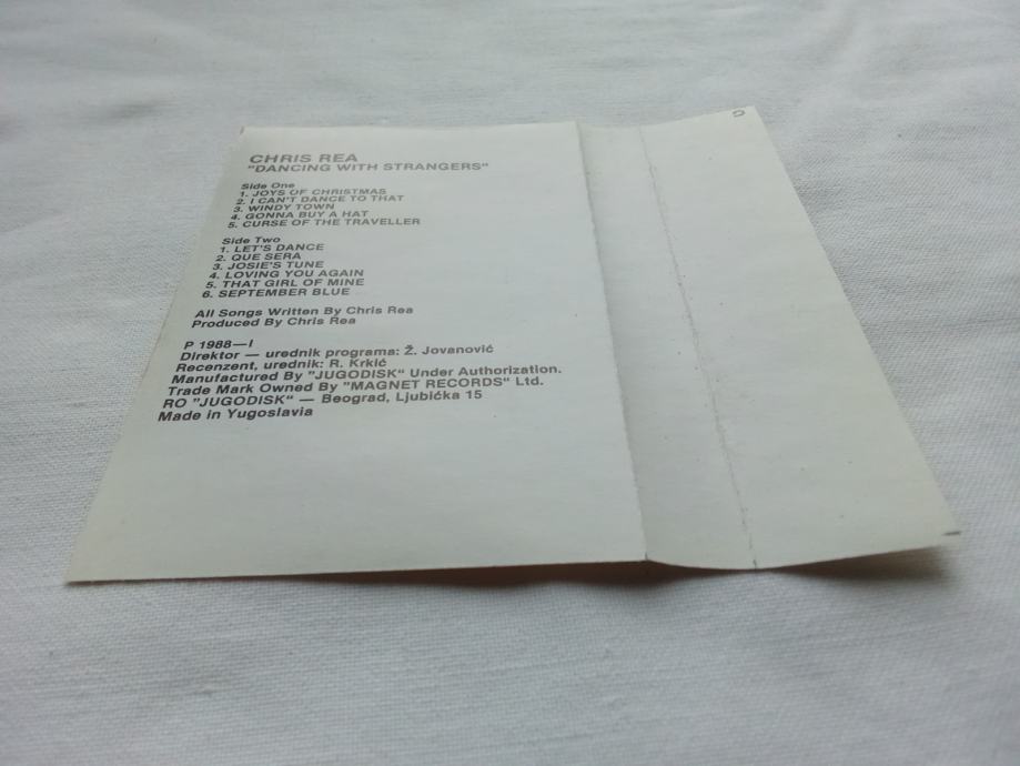 Chris Rea ‎– Dancing With Strangers, glazbena kaseta, Jugodisk 1988.