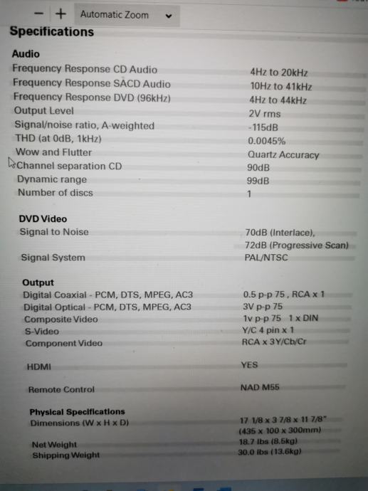 NAD M55 Masters Series SACD, CD, DVD