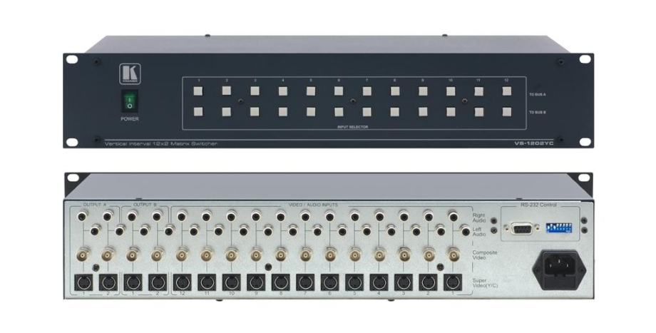Kramer VS-1202YC Vertical Interval 12x2 Video Audio Matrix Switcher