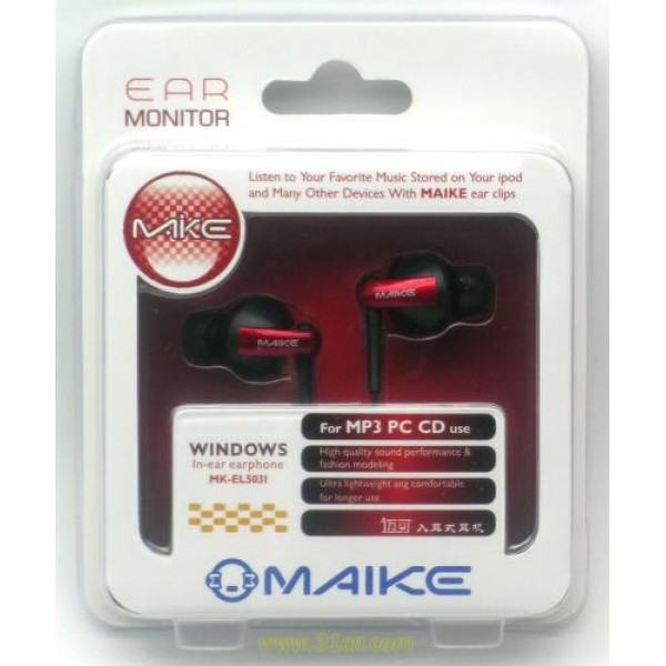 Slušalice žičane MAIKE crno-bordo ergonomske s 3.5mm pinom