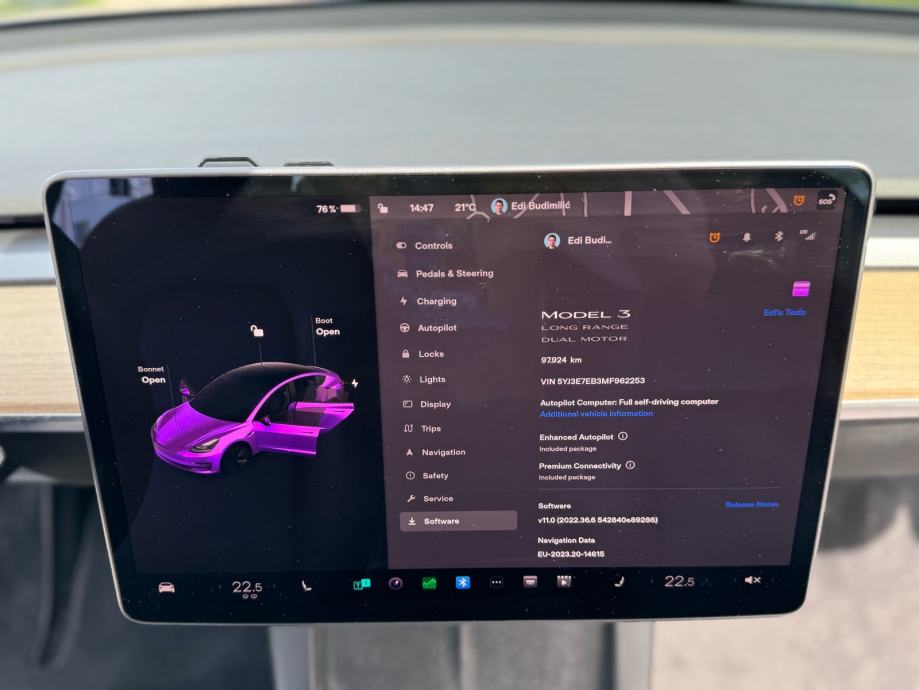 Tesla Model 3 Long Range AWD + Enhanced Autopilot, 2021 god.