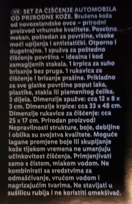 Set za čišćenje automobila od prirodne kože