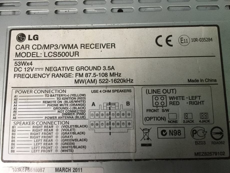 Auto radio LG LCS 500 UR, USB