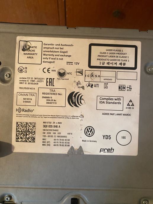VW Infotainment MIB2 3Q0035846A multimedia
