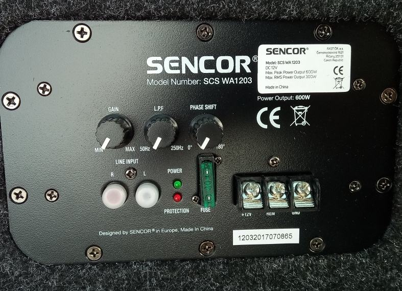 Aktivni Subwoofer za auto Sencor 600w pojačalo kutija i zvučnik 3u1
