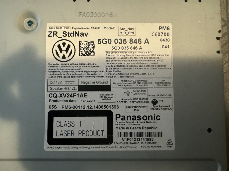 5G0035846A MIB1 Discover Media radio unit sa navigacijom