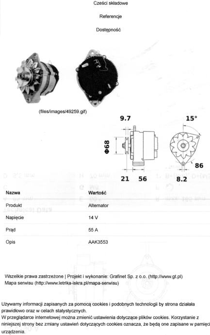 Alternator ISKRA AAK 3553 14V-55A