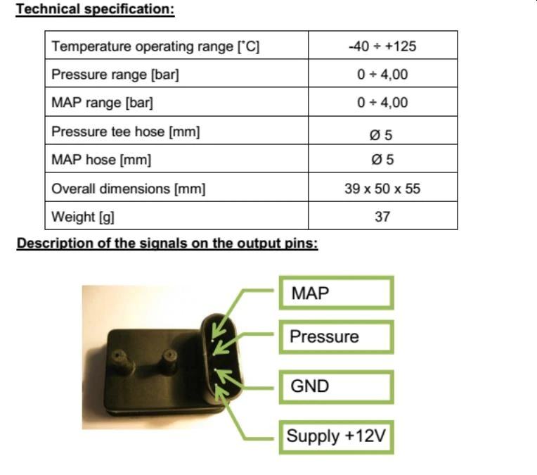 LPG CNG MAP Senzor MAPG AC 4-PIN