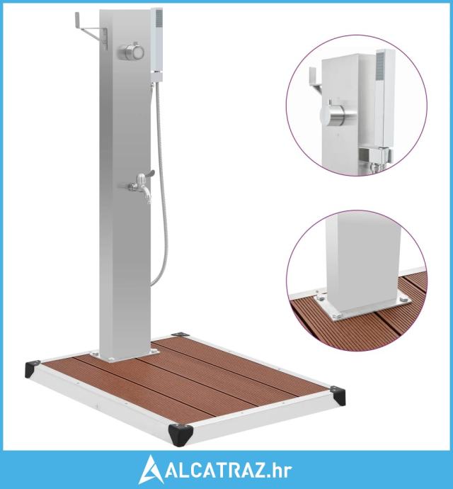 Vanjski tuš s podlogom od WPC-a i nehrđajućeg čelika - NOVO