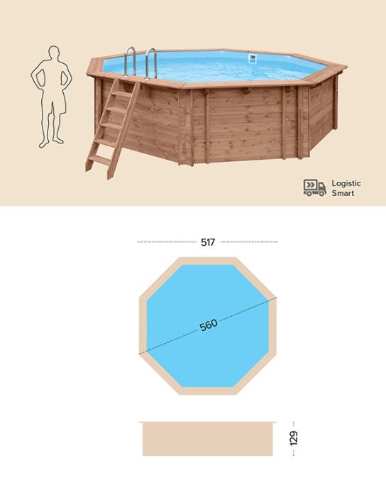 ABATEC® BLUE HAWAII - STANDARD DRVENI BAZEN 560x517cm