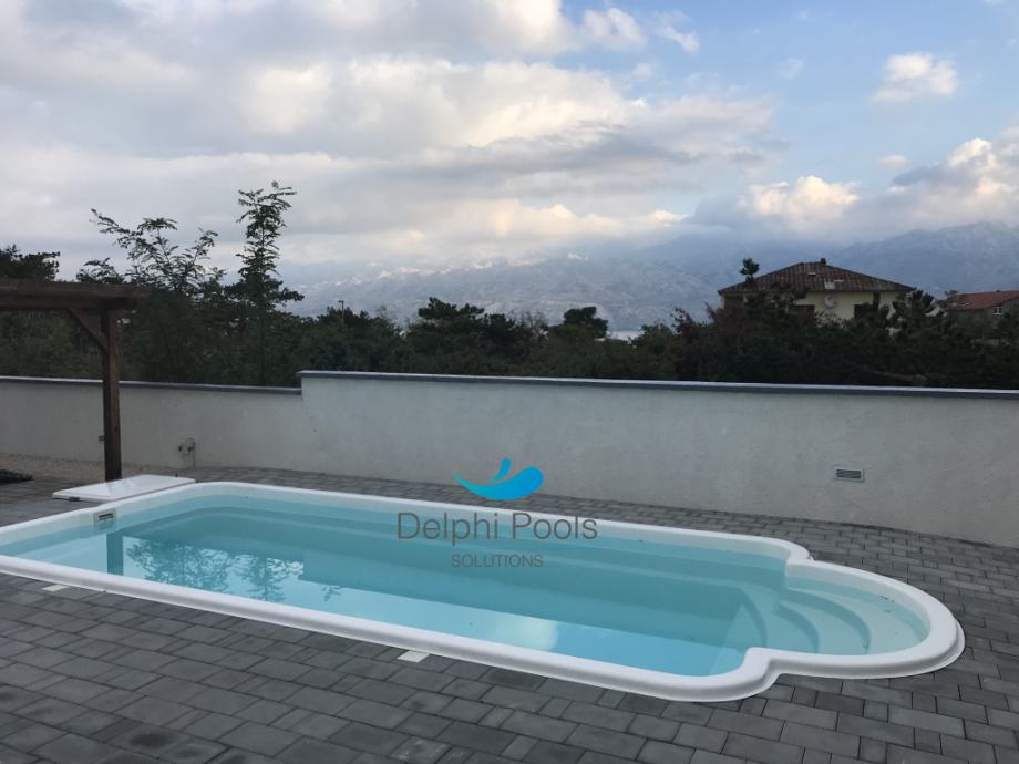 POLIESTERSKI BAZEN 7.2m x 3.1m x 1.55m Montaža + Oprema + Dostava GFK