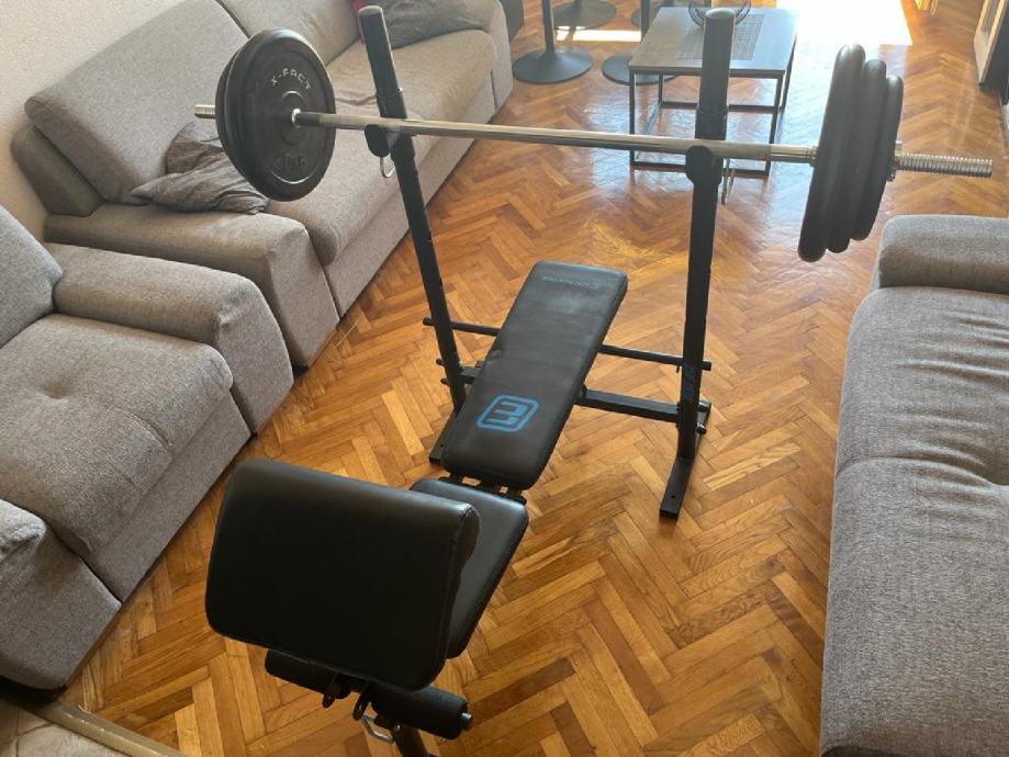 Bench klupa Energetics + šipka + 90 kg utega