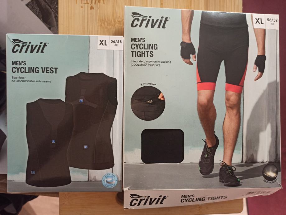 Biciklistički komplet Crivit hleče i majica te vesta xl