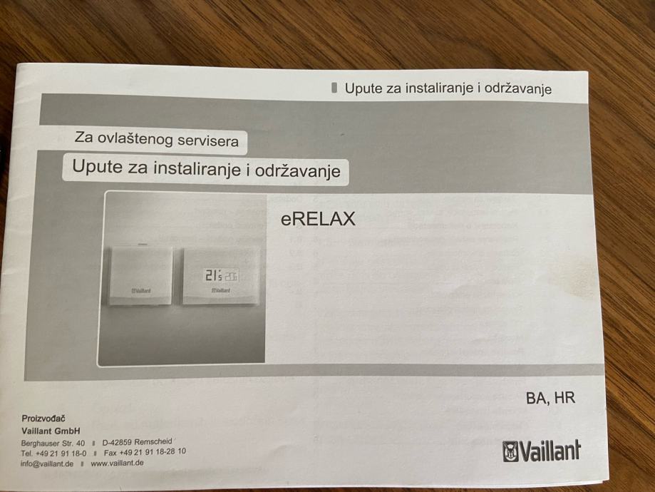 Termostat za plinski bojler, eRELAX, Vaillant