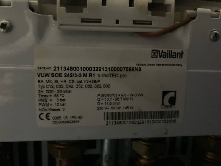 Vaillant turboTEC pro 24kW plinski kombi bojler