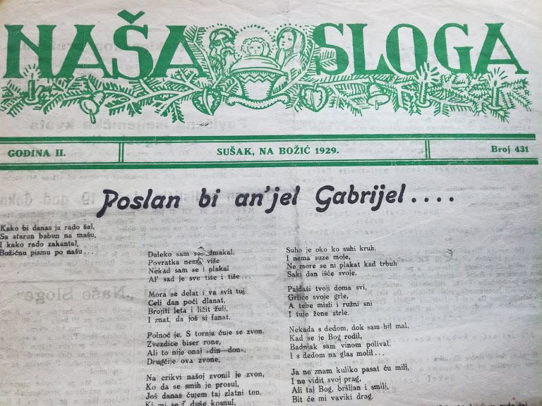 Naša sloga, Sušak božić 1929. - oštećeno - prve četiri stranice