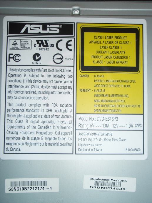ASUS DVD-E616P3 QUIETRACK