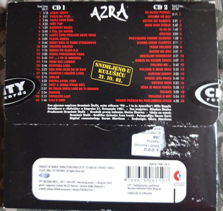 Azra - Ravno do dna,...(samo drugi CD i kartonski omot)