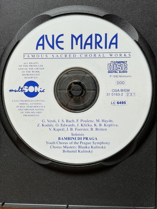 CD Ave Maria (Famous Sacred Choral Works) Youth Chorus Prague Symphony