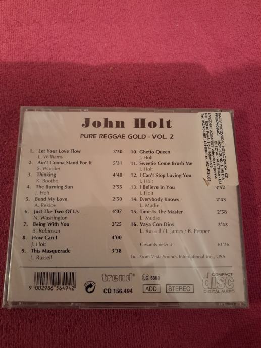 CD JOHN HOLT PURE REGGAE GOLD