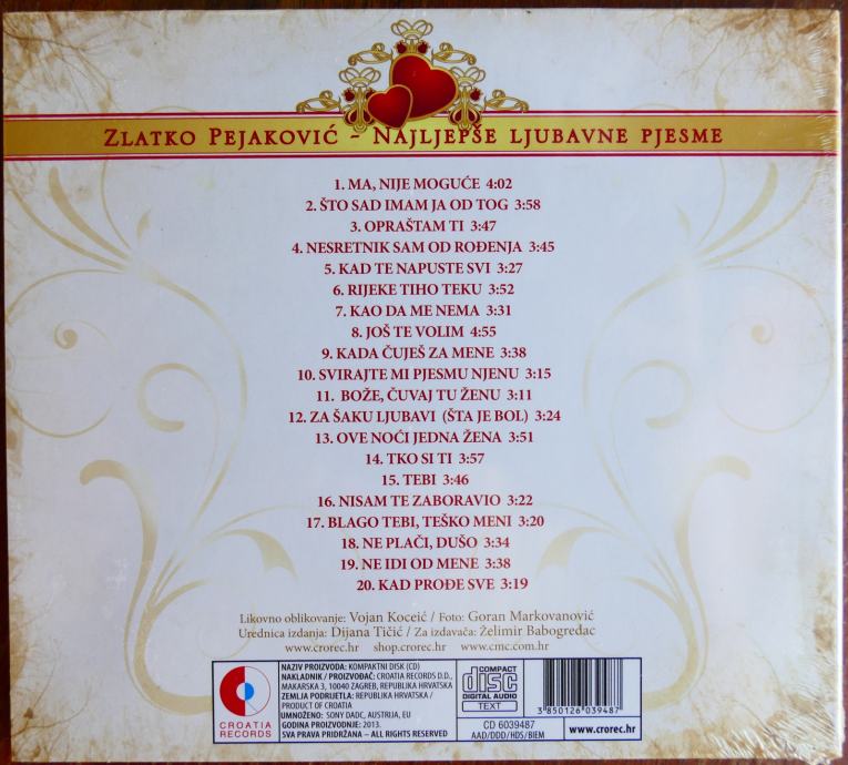 Zlatko Pejaković: Najljepše ljubavne pjesme Zlatko Pejaković: Najljepše ljubavne pjesme