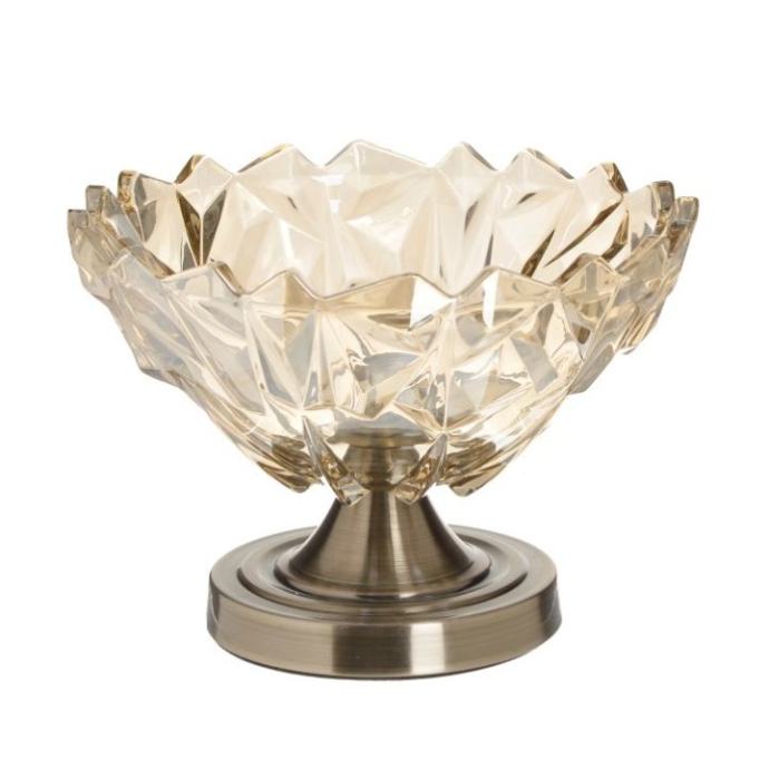 ZDJELA NA STALKU METAL-STAKLO U ZLATNO-MJED BOJI 24x17 CM