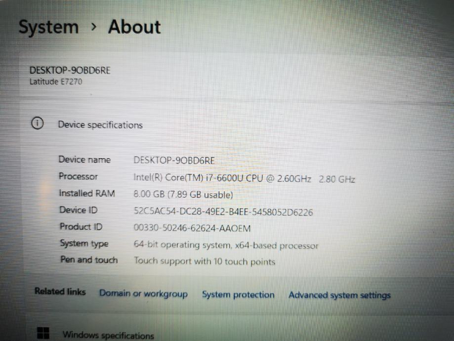 DELL Latitude E7270 i7 dualcore, 8GB, 256GB, 13.3 FullHD touch, Win11