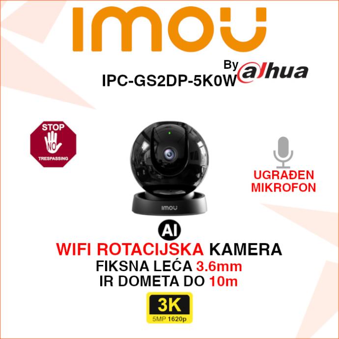 DAHUA IMOU REX 3D BEŽIČNA WIFI ROTACIJSKA AI KAMERA IPC-GS2DP-5K0W